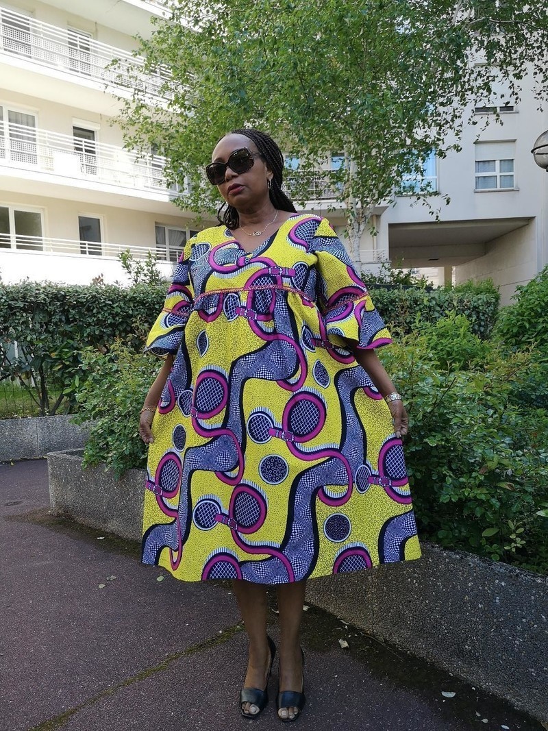 Robe Ample Manches Courtes En Wax Pagne Africain Par Pagnshopea R